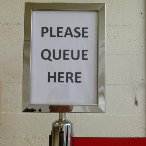 Queue Stanchion Sign Holders - Stainless Steel - Vanguard Group